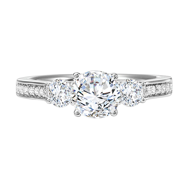 This impressive 3-stone diamond engagement ring dazzles brilliantly wi ...